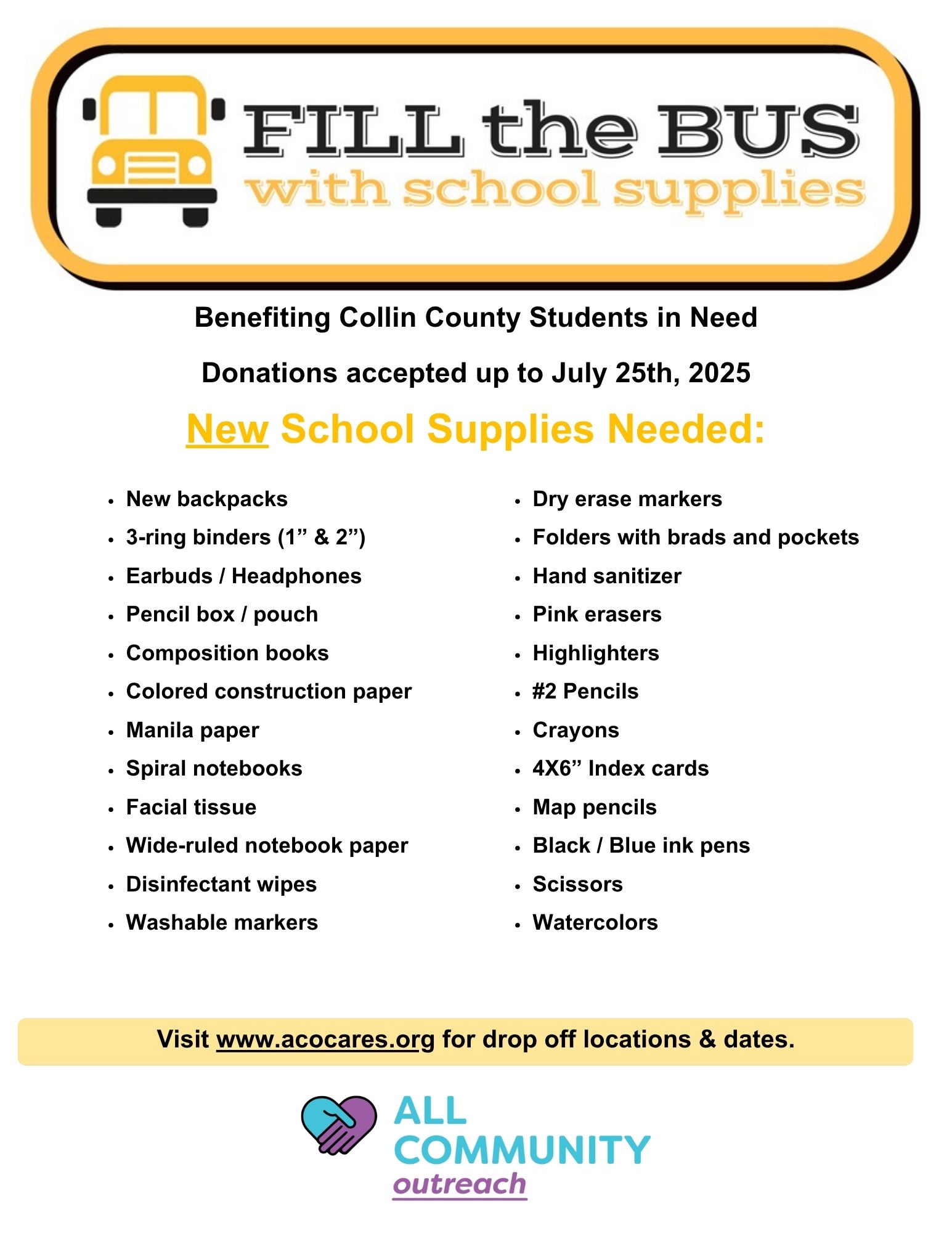 Fill the Bus - All Community Outreach